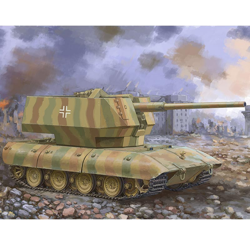 Plastic model of E-100 Flakpanzer tank w/12.8cm Flak 40 1:35