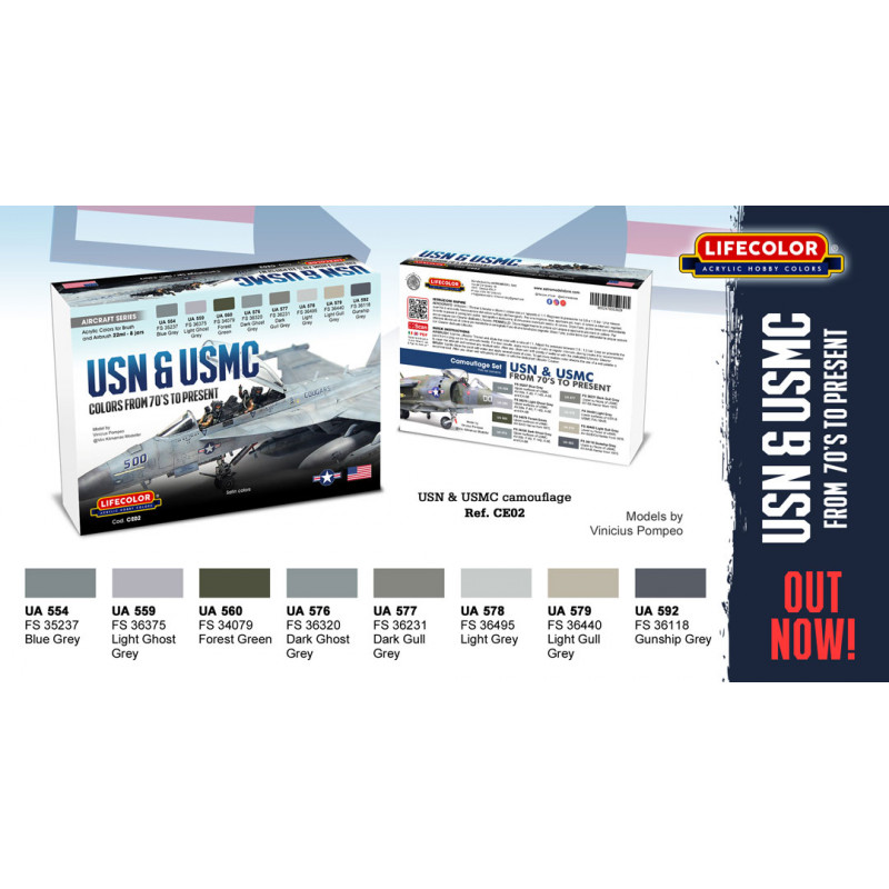 Acrylic paint set Modern USN USMC (8 colors)