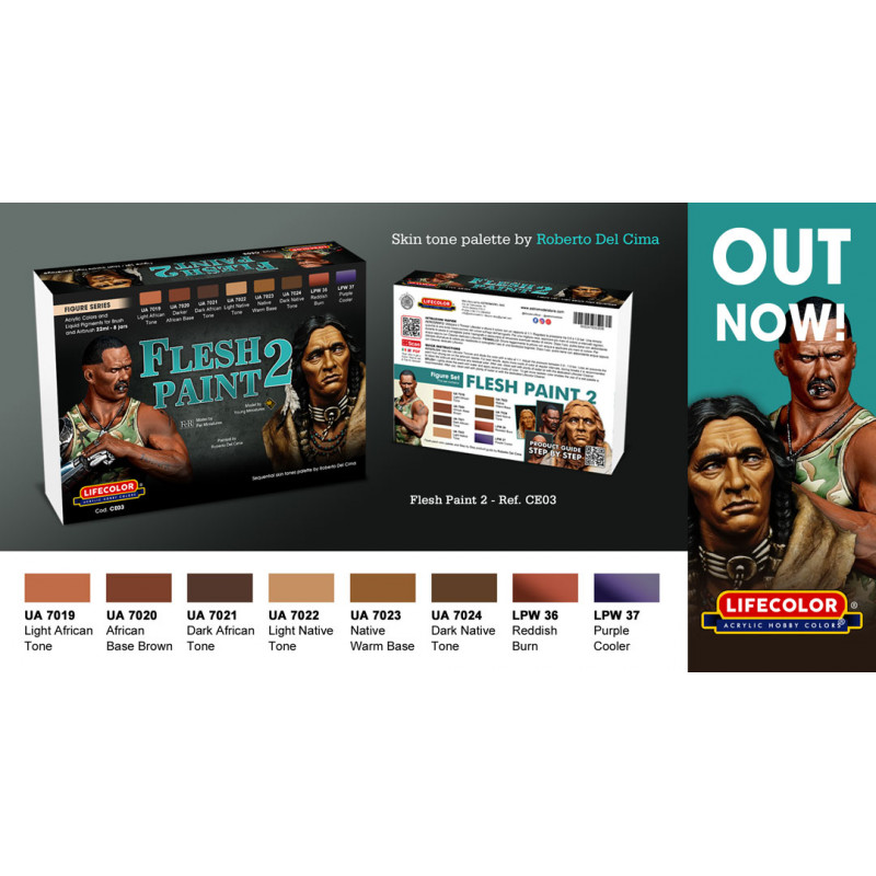 Acrylic paint set Flesh Paint (6 colors, 2 pigments)