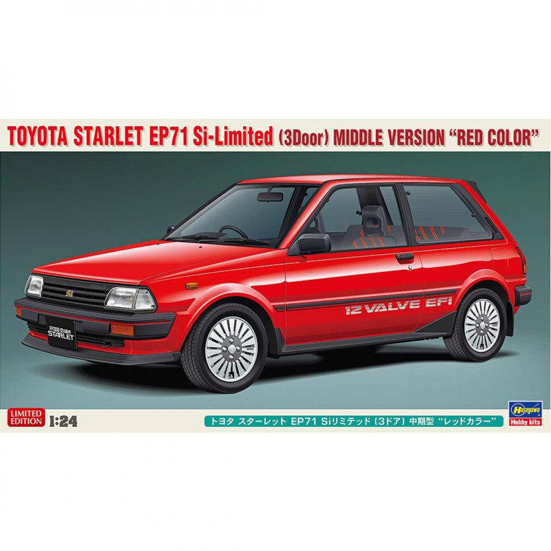 Plastic model car Toyota Starlet EP71 Si Limited red 1:24