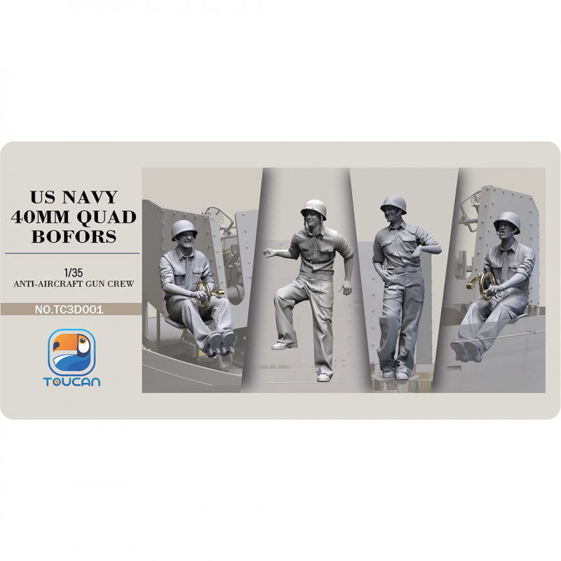 US NAVY 40MM QUAD BOFORS anti-aircraft gun crew figure set 1 1:35