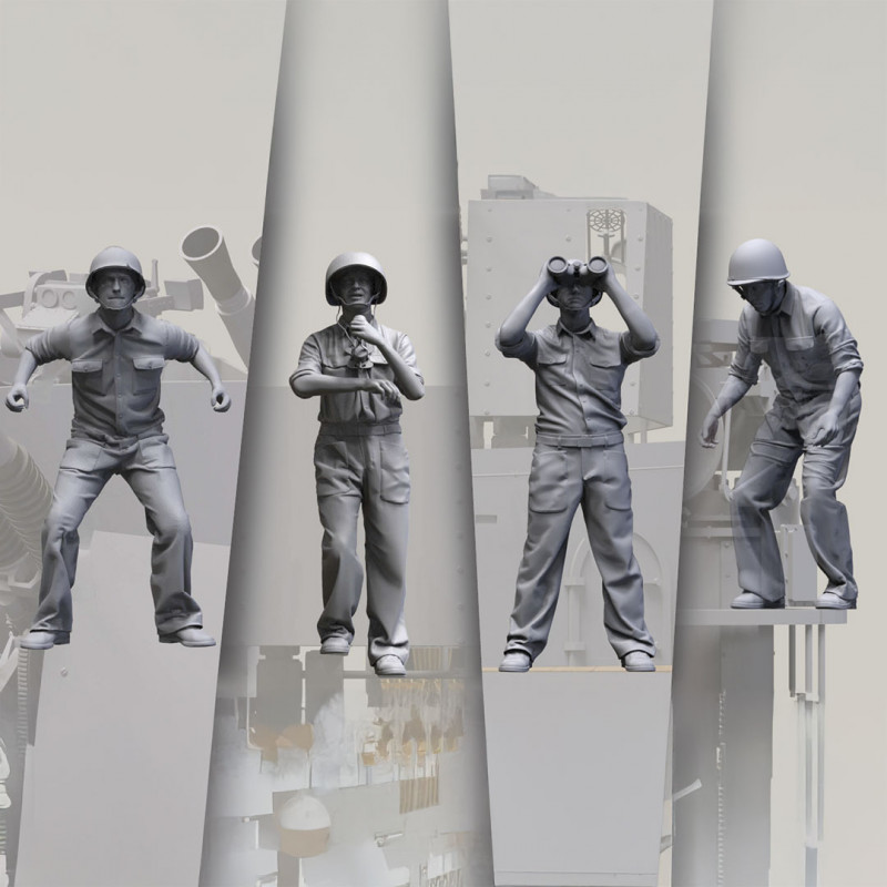 US NAVY 40MM QUAD BOFORS anti-aircraft gun crew figure set 2 1:35