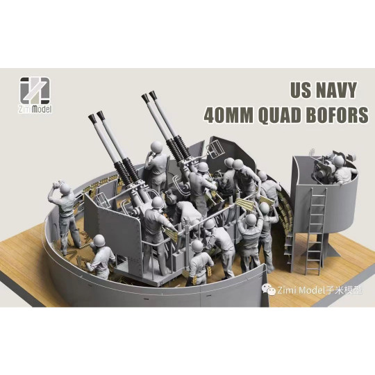 US NAVY 40MM QUAD BOFORS anti-aircraft gun crew with life jackets set ...